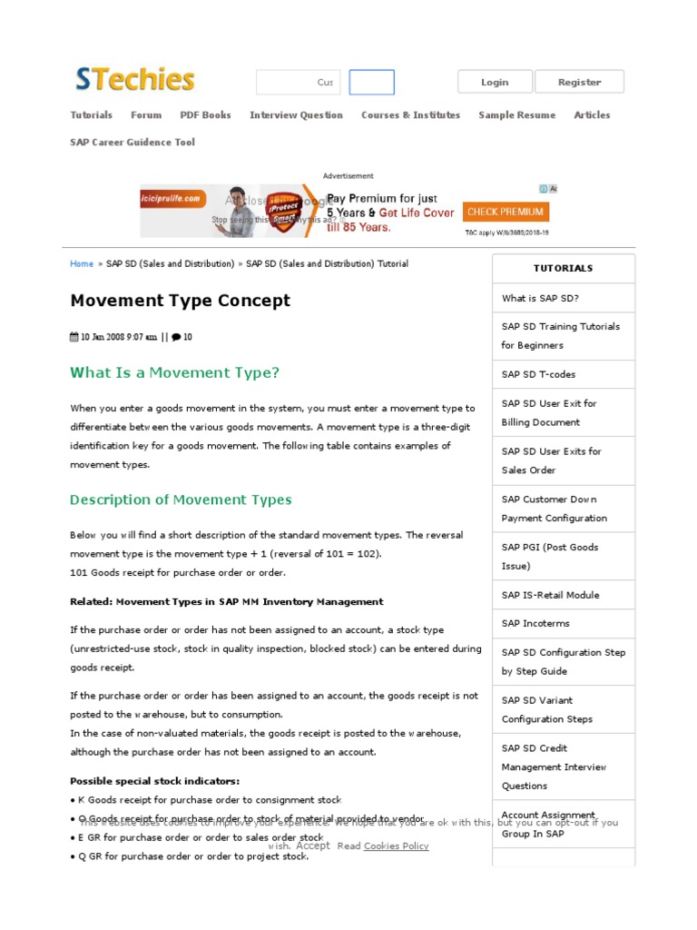 Movement Types | PDF | Receipt | Http Cookie