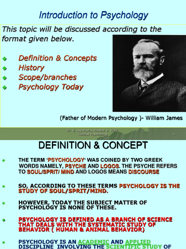 Introduction To Psychology: This Topic Will Be Discussed According To ...