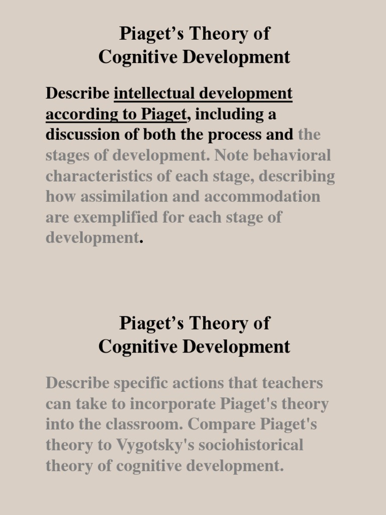 Piaget's Theory of Cognitive Development | PDF | Cognitive Development ...