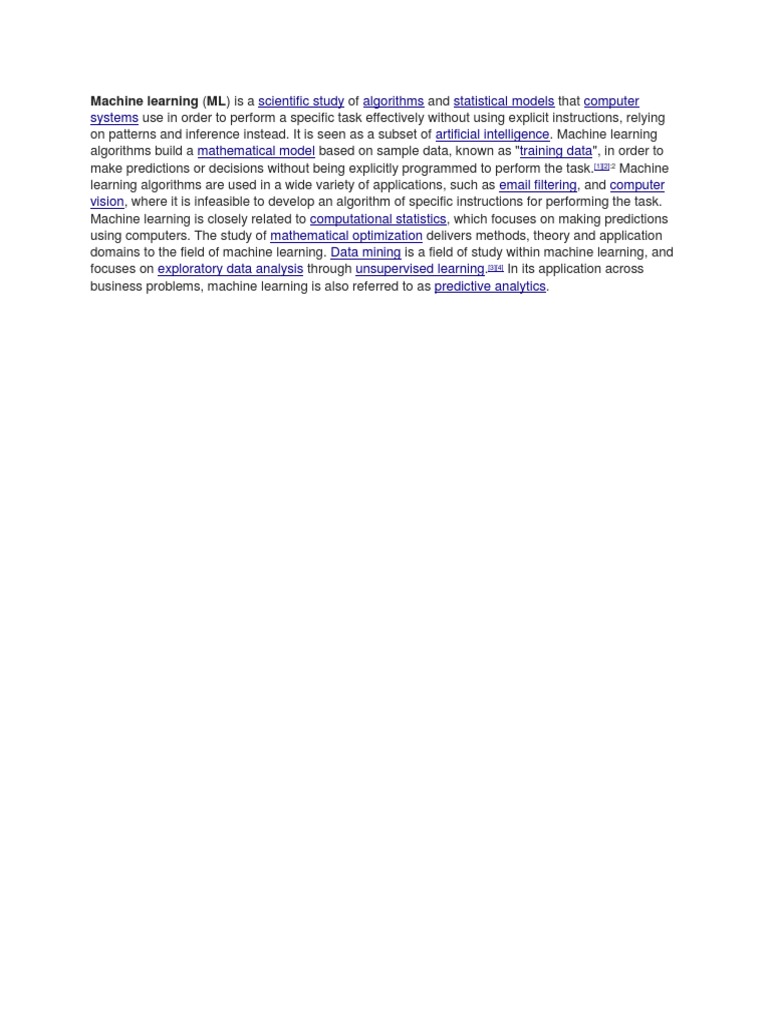 Machine Learning (ML) Is A | PDF | Business | Computers