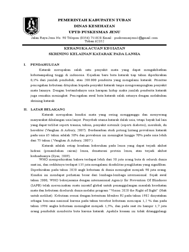 Kak Program Indera Skrining Katarak Fix | PDF