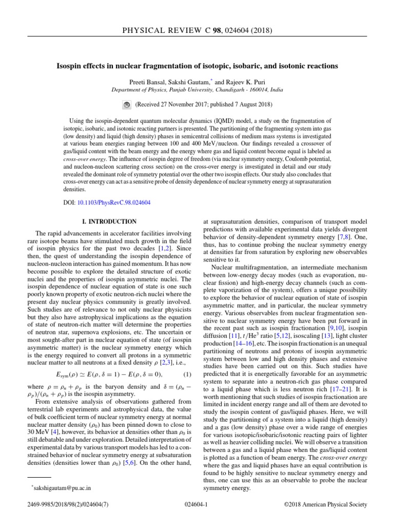 Preeti PRC | PDF | Nuclear Reaction | Nuclear Physics