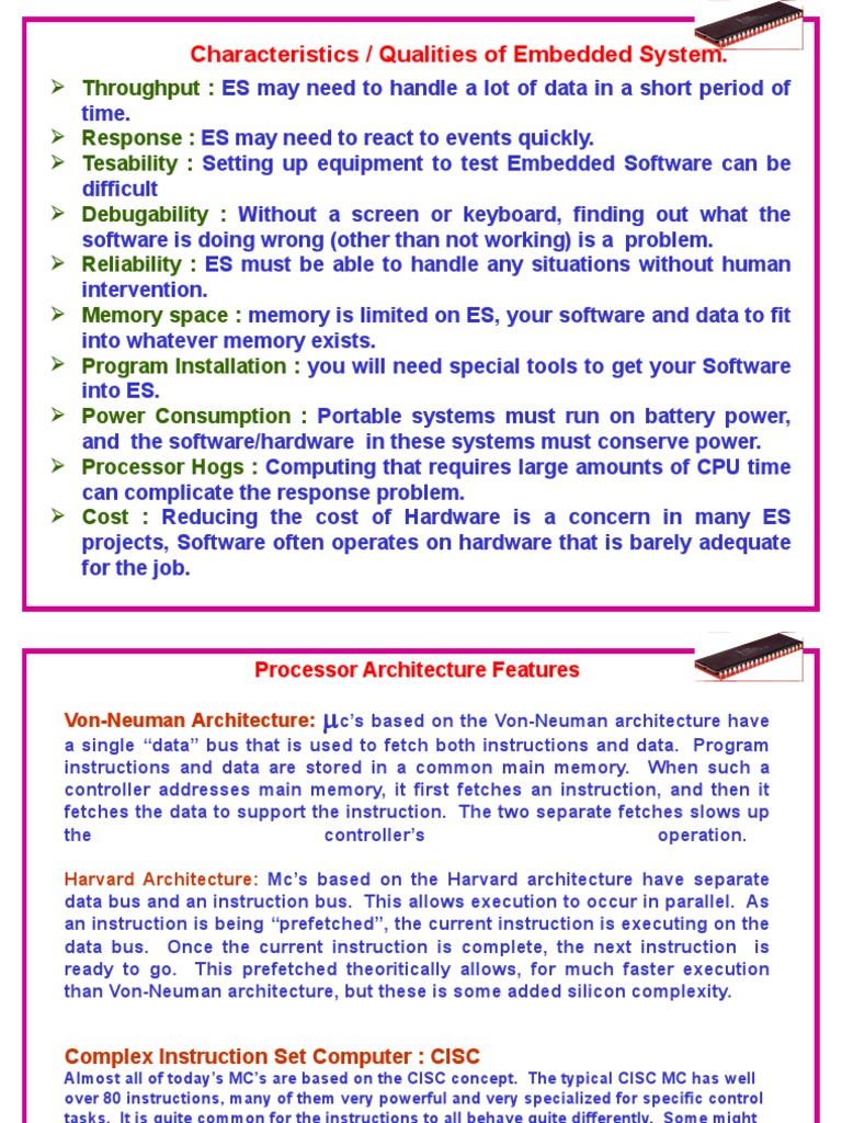Characteristics / Qualities of Embedded System | Download Free PDF | Central Processing Unit ...