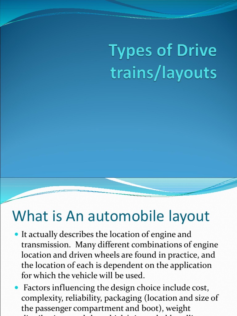 Types of Drive Trains | PDF | Transmission (Mechanics) | Four Wheel Drive