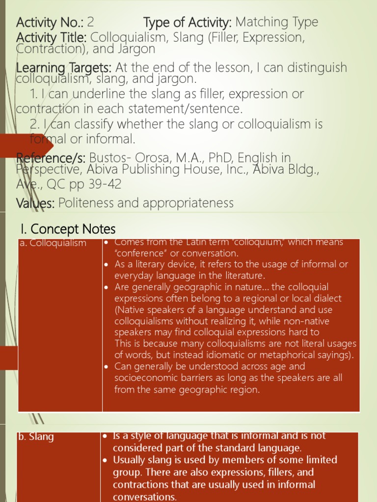 Colloquial Slang Jargon | PDF | Jargon | Slang