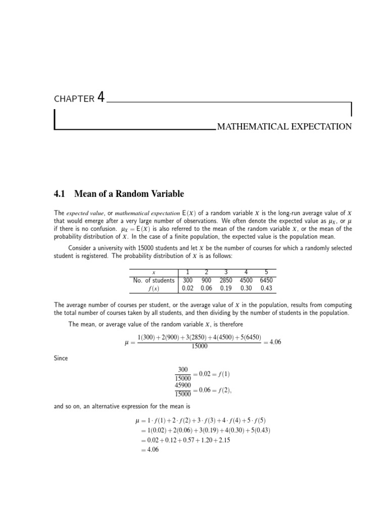 c04 Mathexp | PDF | Expected Value | Variance