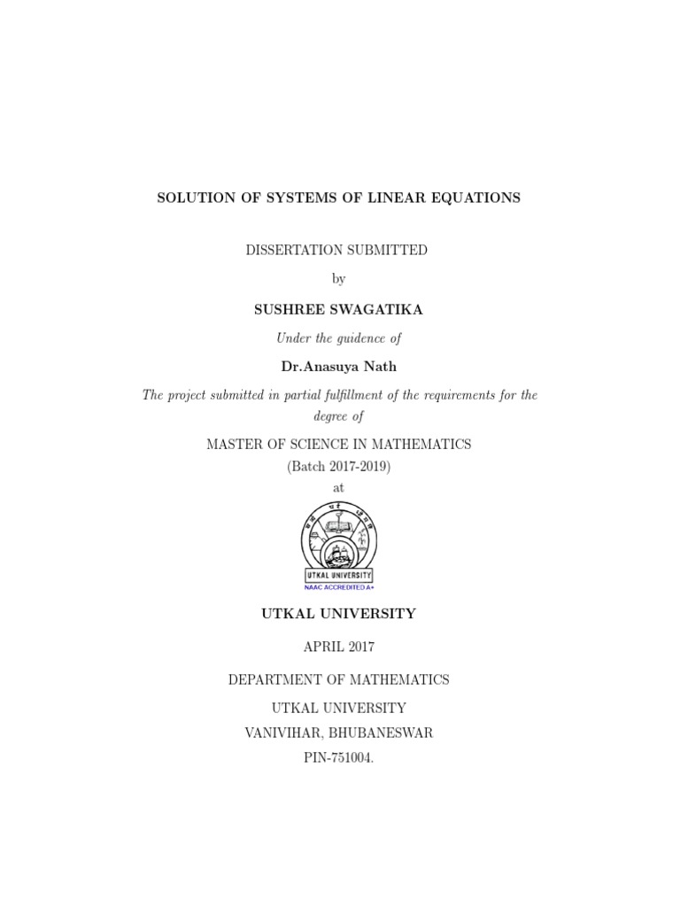 Solution of Systems of Linear Equations | PDF | System Of Linear ...
