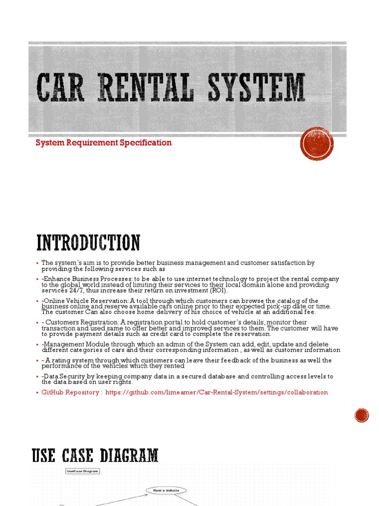Car Rental System SRS | Download Free PDF | Driver's License | Credit Card
