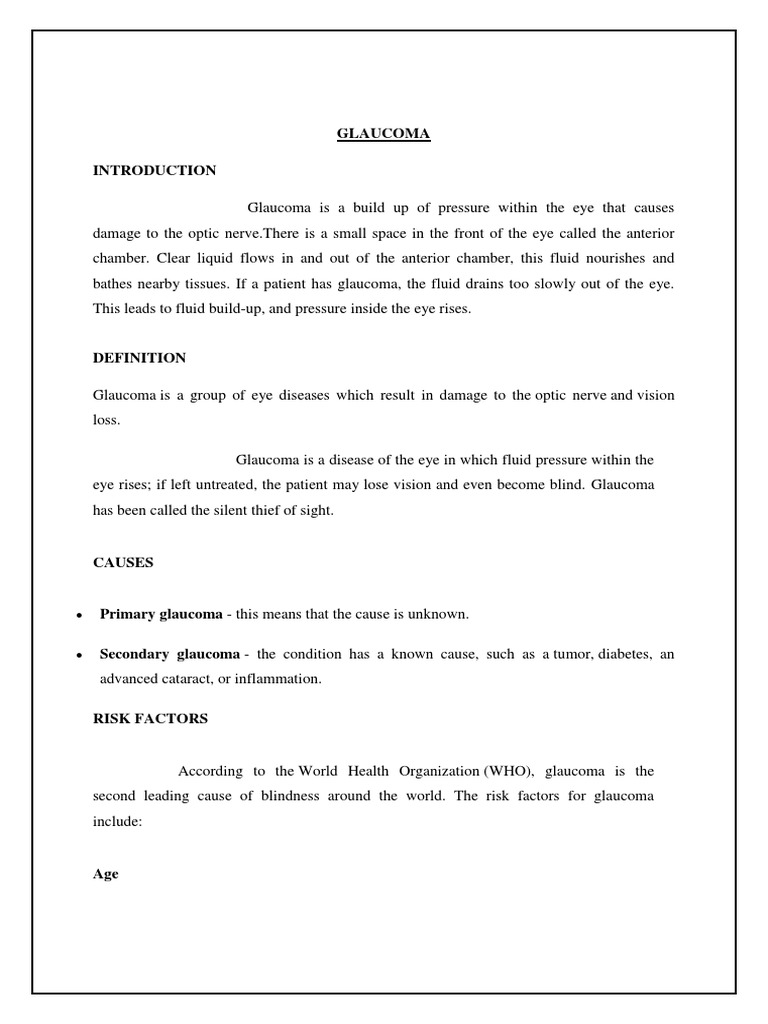 Glaucoma Word File | PDF | Glaucoma | Cornea