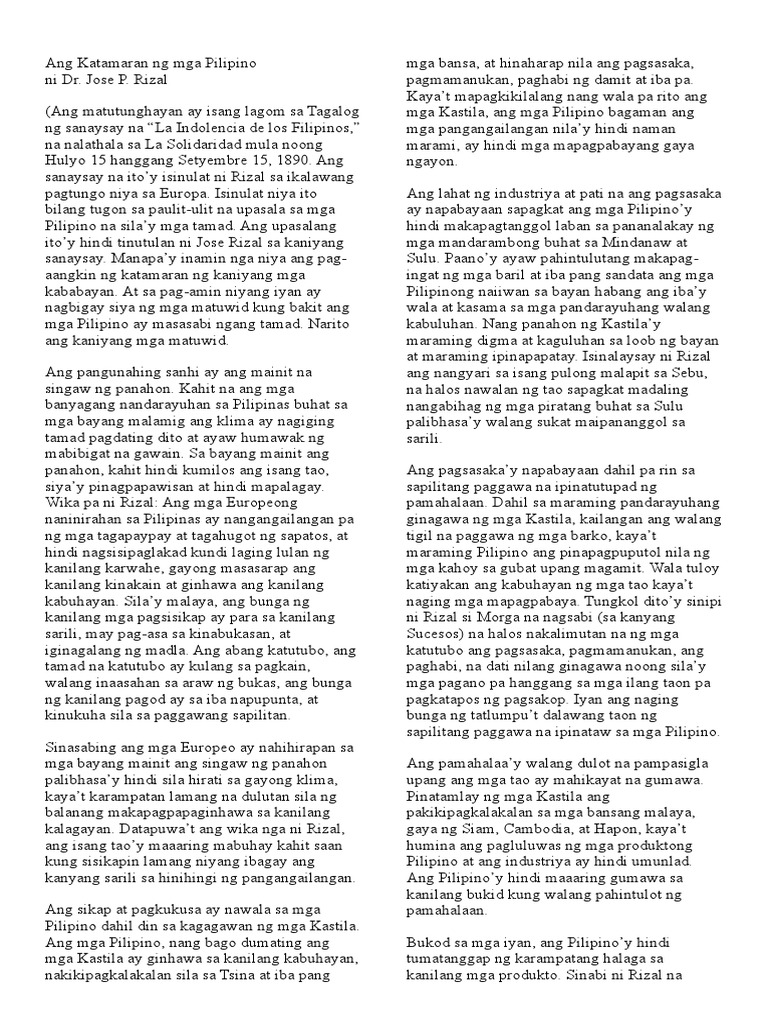 Ang Katamaran NG Mga Pilipino | PDF