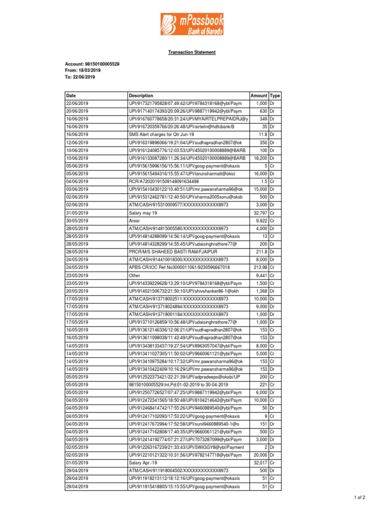 459 Bob Statement PDF | PDF | Banking | Financial Services