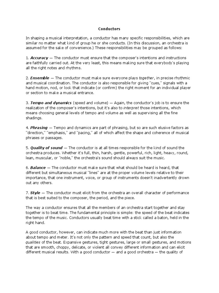 Conductors: Qualities of The Beat. Expansive Gestures, Tight Gestures ...
