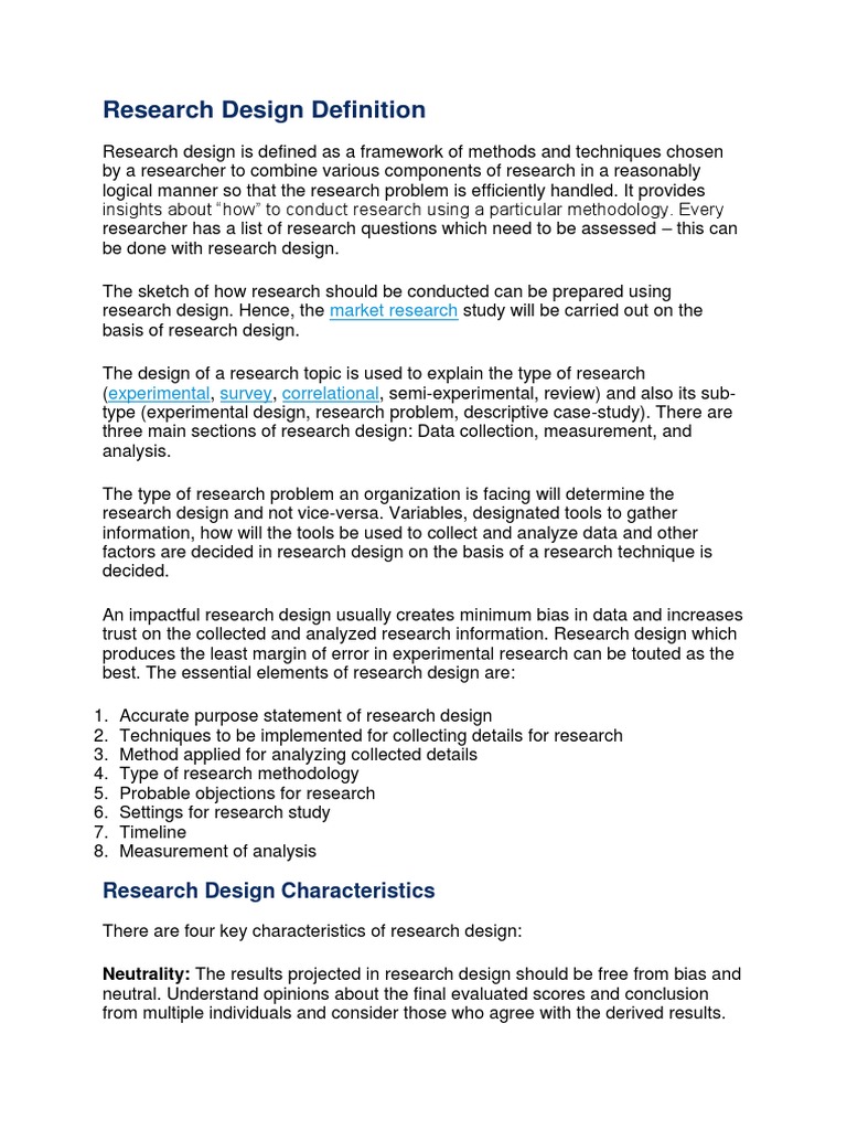 Research Design Definition | PDF | Research Design | Quantitative Research