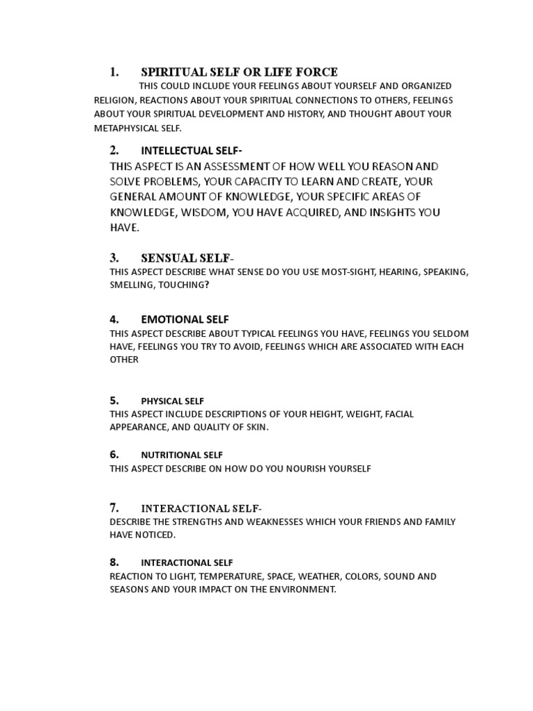 Spiritual Self or Life Force Test | PDF