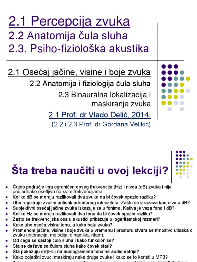 Percepcija Zvuka PDF | PDF
