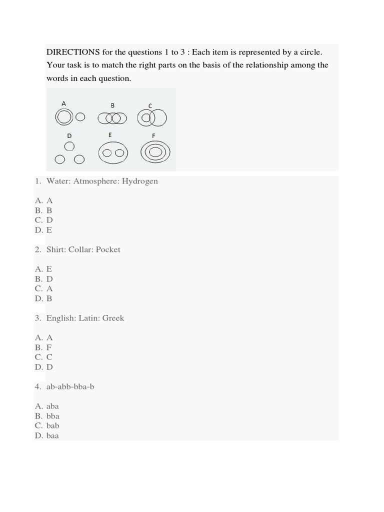 Matching Relationships and Solving Logical Reasoning Questions | PDF ...