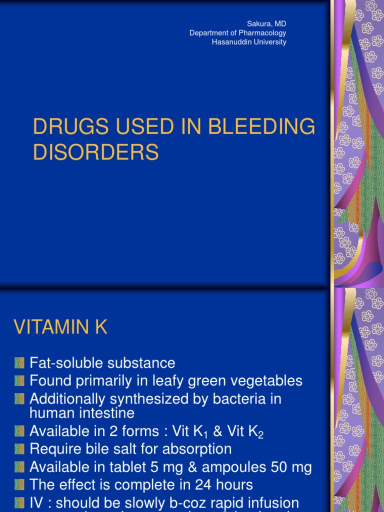 Drugs Used in Bleeding Disorders | PDF
