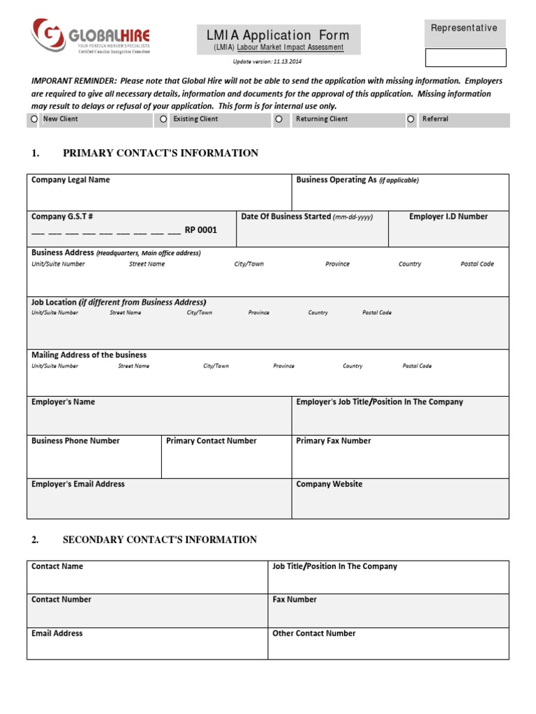 LMIA FORM | Employee Benefits | Confidentiality