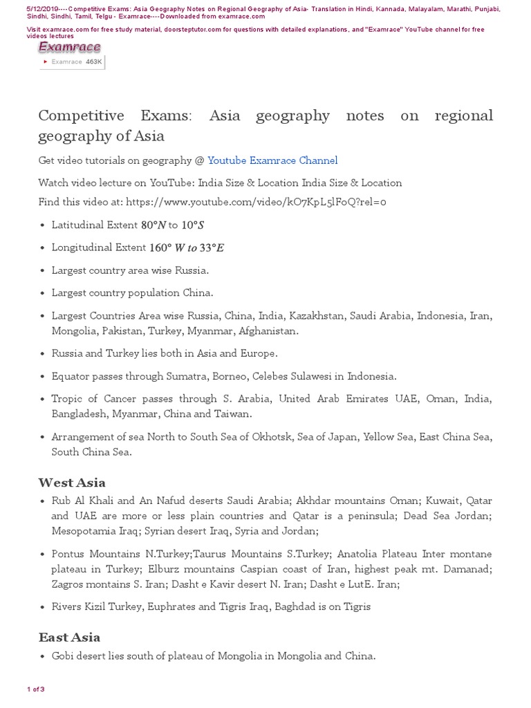 Geography Regional Asia | PDF | Arabian Peninsula | Geomorphology