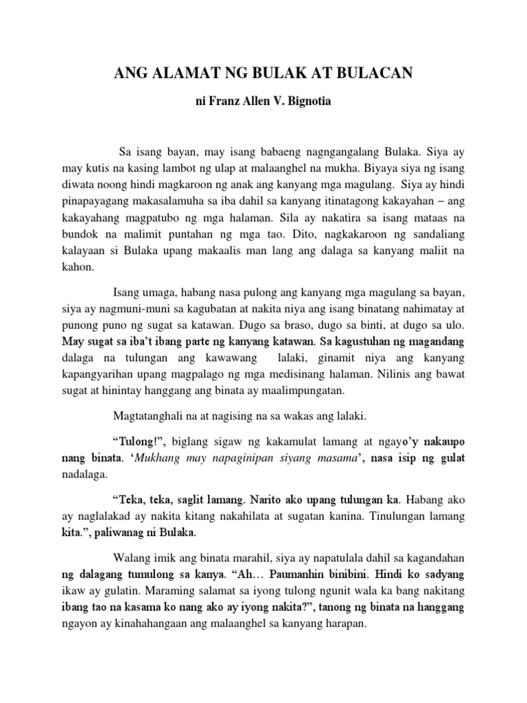 Ang Alamat Ng Bulak at Bulacan