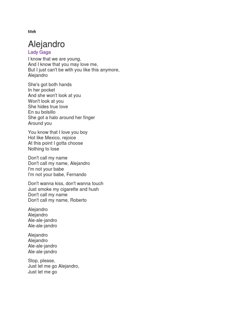 Alejandro: Lady Gaga | PDF | Poetry