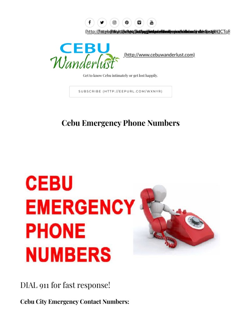 Cebu Emergency Phone Numbers: DIAL 911 For Fast Response! | PDF | Cebu ...