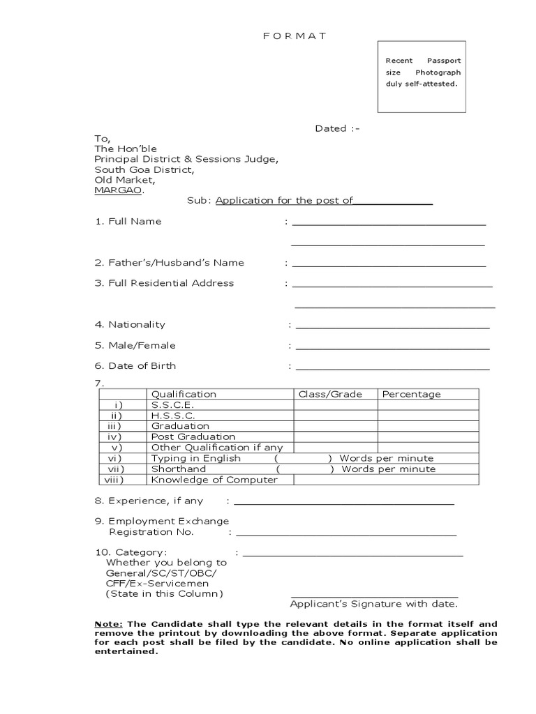 Recent Passport Size Photograph Duly Self-Attested | PDF