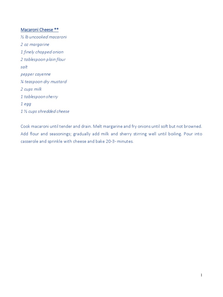 Macaroni and Cheese | PDF | Macaroni And Cheese | Food Ingredients