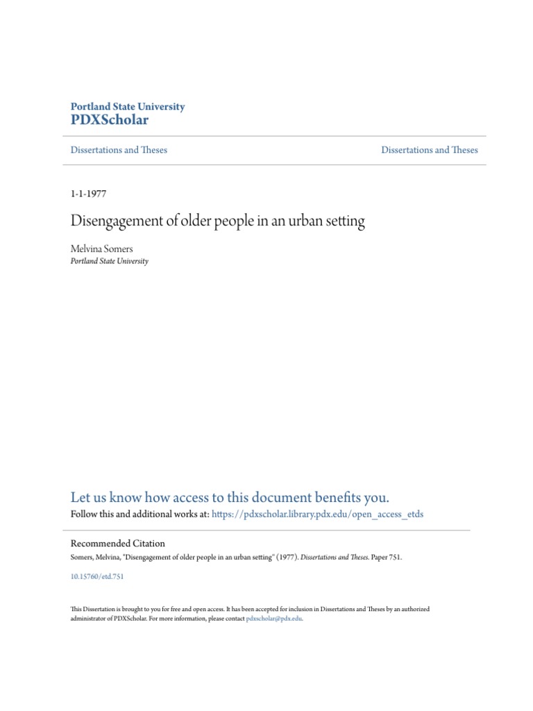 Disengagement of Older People in An Urban Setting | PDF | Psychology