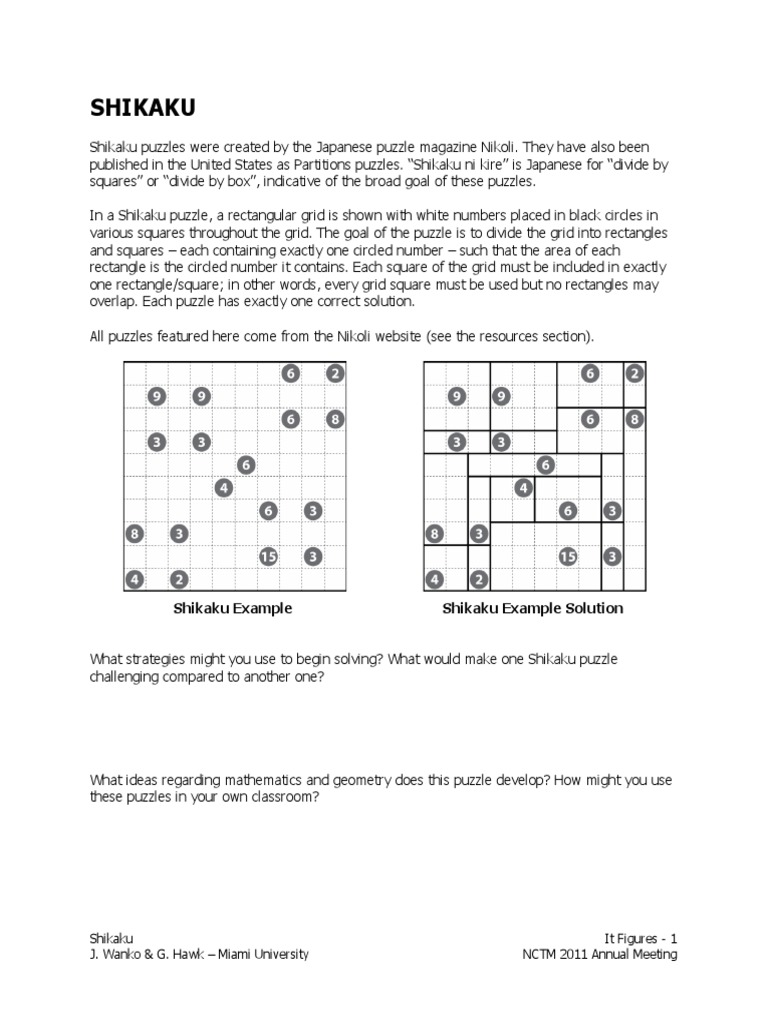 Shikaku: Shikaku Example Shikaku Example Solution | PDF | National ...