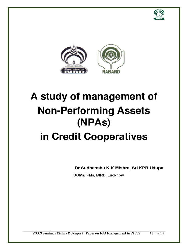 A Study of Management of Non-Performing Assets (Npas) in Credit ...
