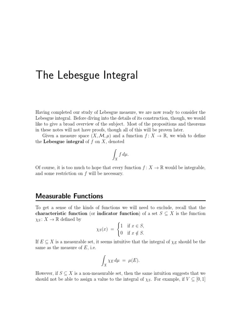 Introduction Le Be Sgue Integral | PDF | Lebesgue Integration | Measure (Mathematics)