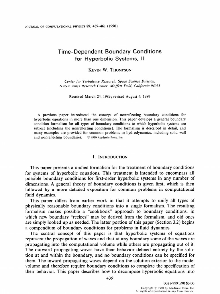 Time-Dependent Boundary Conditions For Hyperbolic Systems, II | PDF | Eigenvalues And ...
