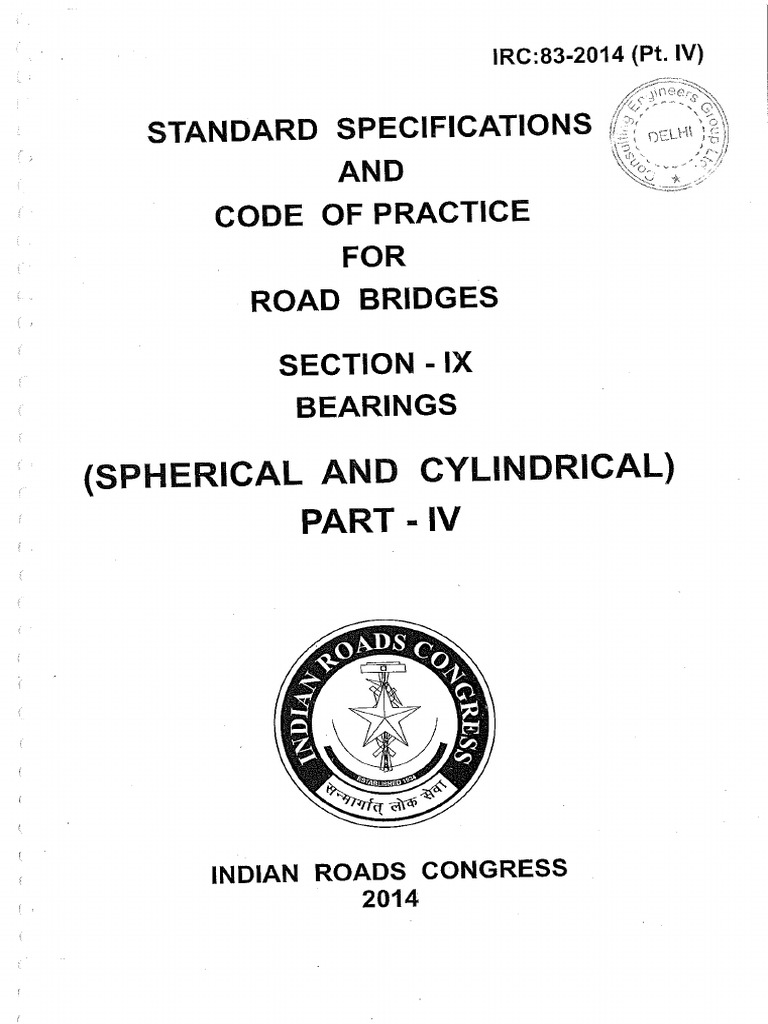 IRC 83-2014 (Pt. IV) Spherical and Cylindrical Bearing | PDF