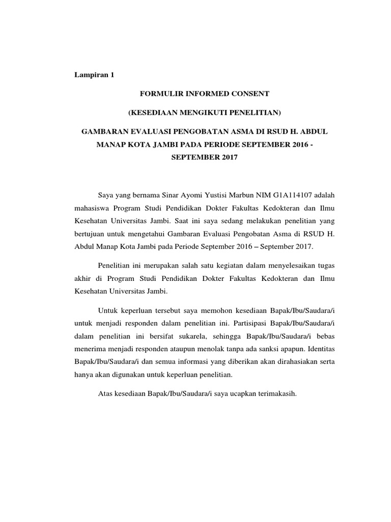 Formulir Informed Consent | PDF | Pengembangan Diri | Kesehatan Holistik