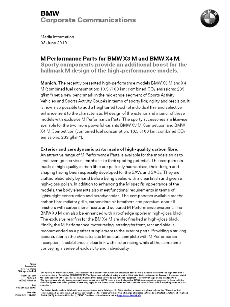 BMW X3 M & X4 M Performance Parts Guide | PDF | Bmw | Fuel Economy In ...
