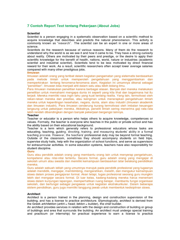 Contoh Report Texts | Unduh gratis PDF | Alam