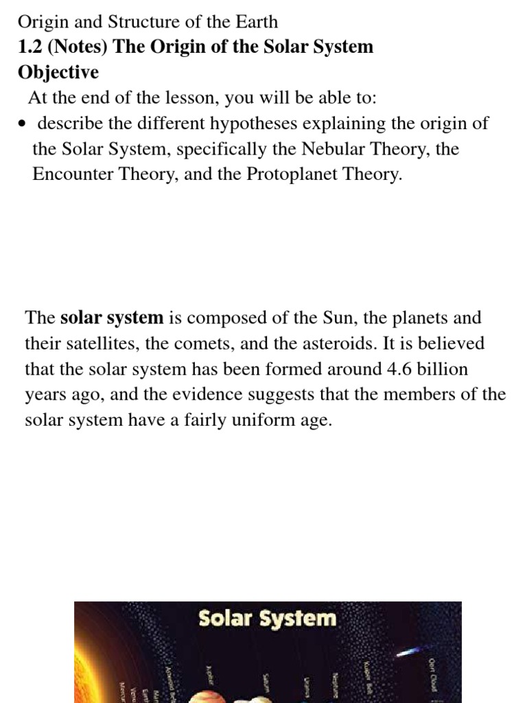 Lesson 1.2 (Notes) The Origin of The Solar System | PDF | Formation And ...