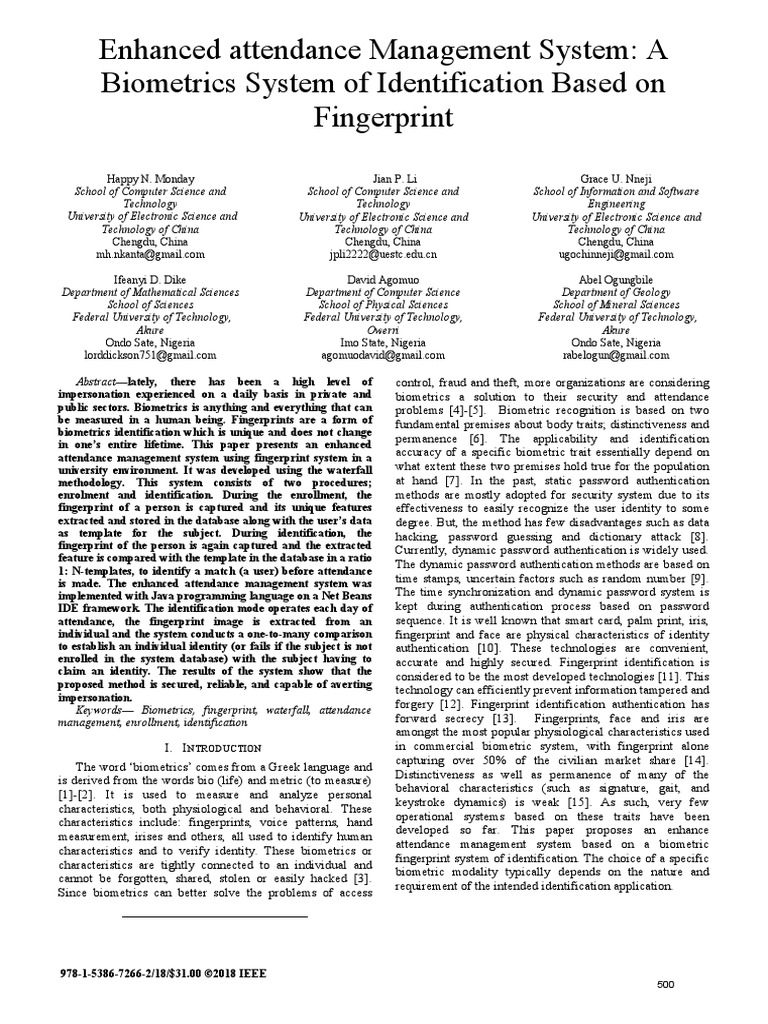 Research Paper | PDF | Biometrics | Fingerprint