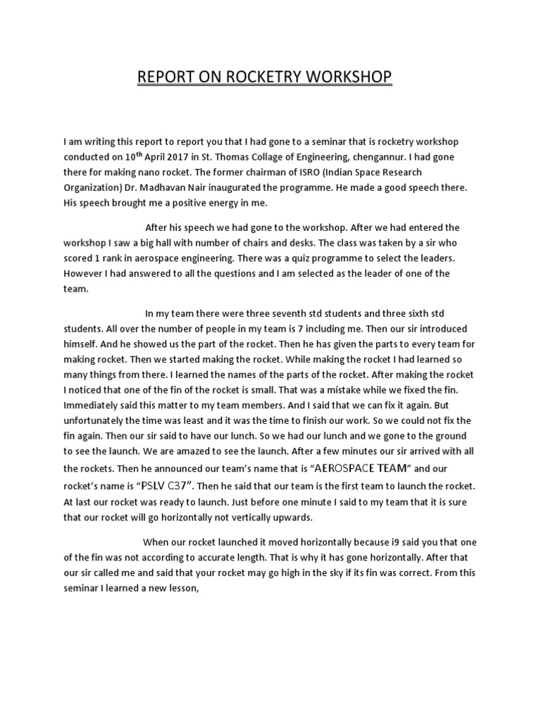 Rocketry Workshop Essay | PDF | Rocket | Astronautics