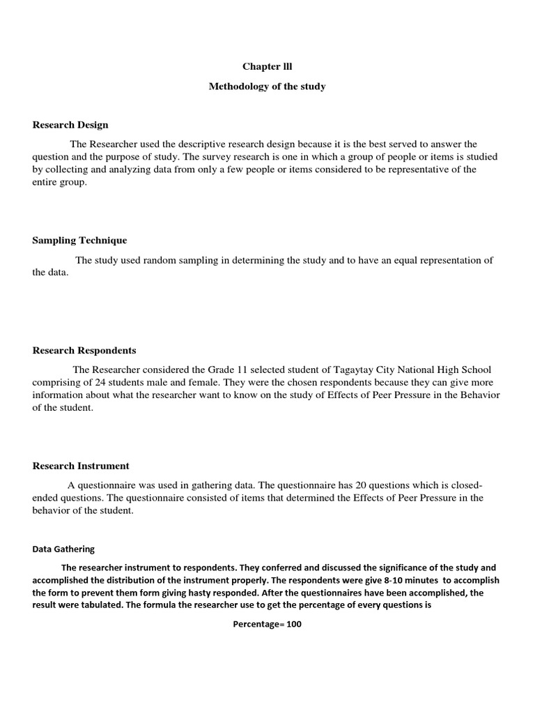 Effects of Peer Pressure on Student Behavior | PDF | Questionnaire ...
