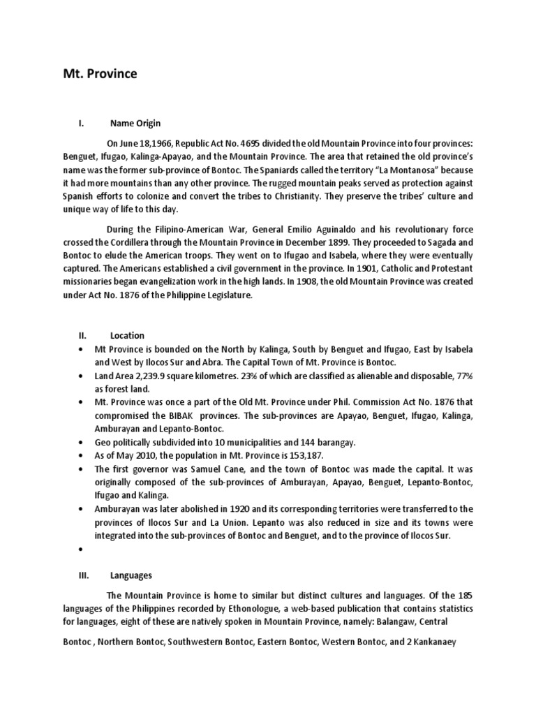 III. Mountain Province | PDF