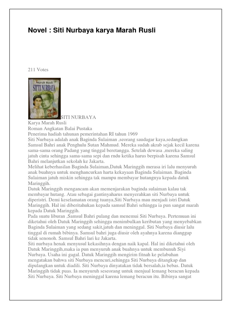 Novel Siti Nurbaya | PDF