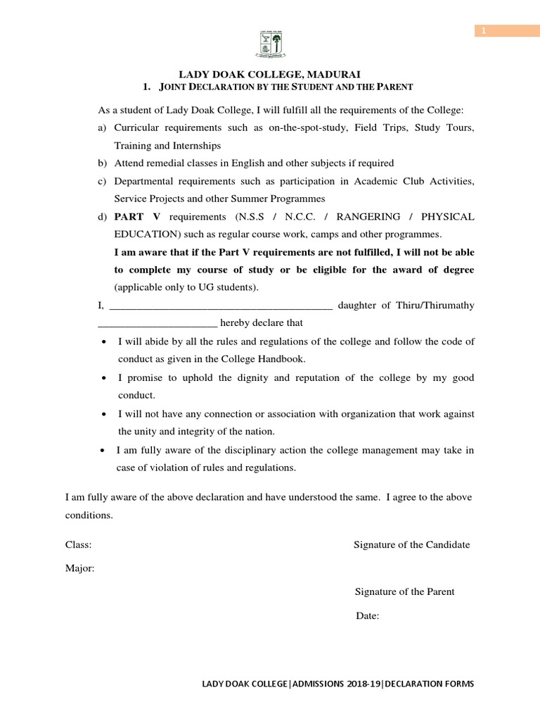 UG Declaration Forms (English) 2018-19 | PDF | Crime & Violence | Crime Thriller