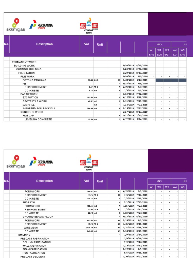 Working Schedule Pdf Deep Foundation Precast Concrete