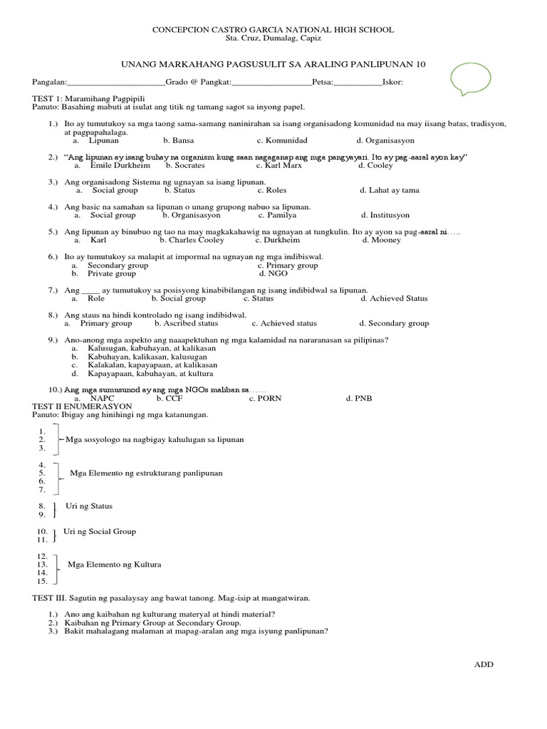Unang Markahan Sa ESP 9 | PDF