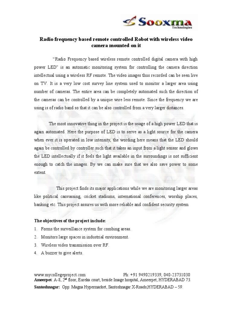 RF Based Remote Controlled Robot With Wireless Video Camera Mounted On ...