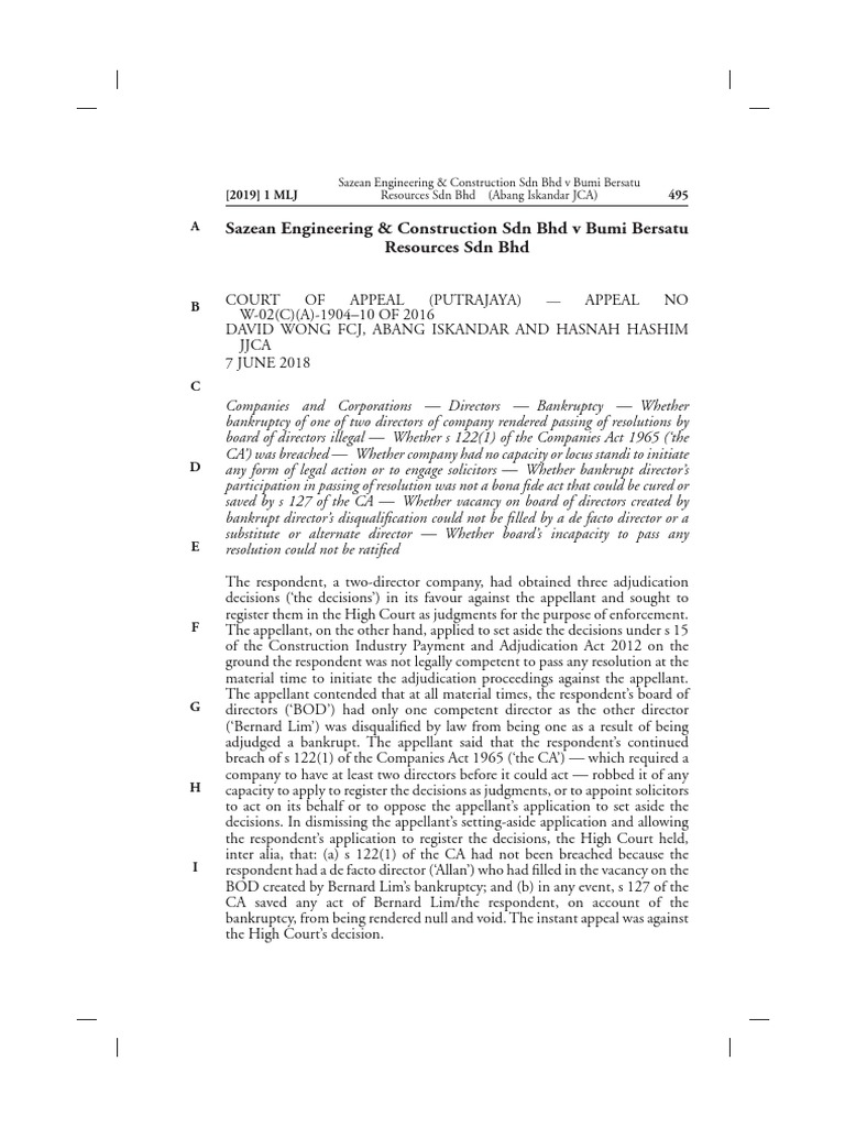Legal Implications of Director Bankruptcy | PDF | Adjudication ...