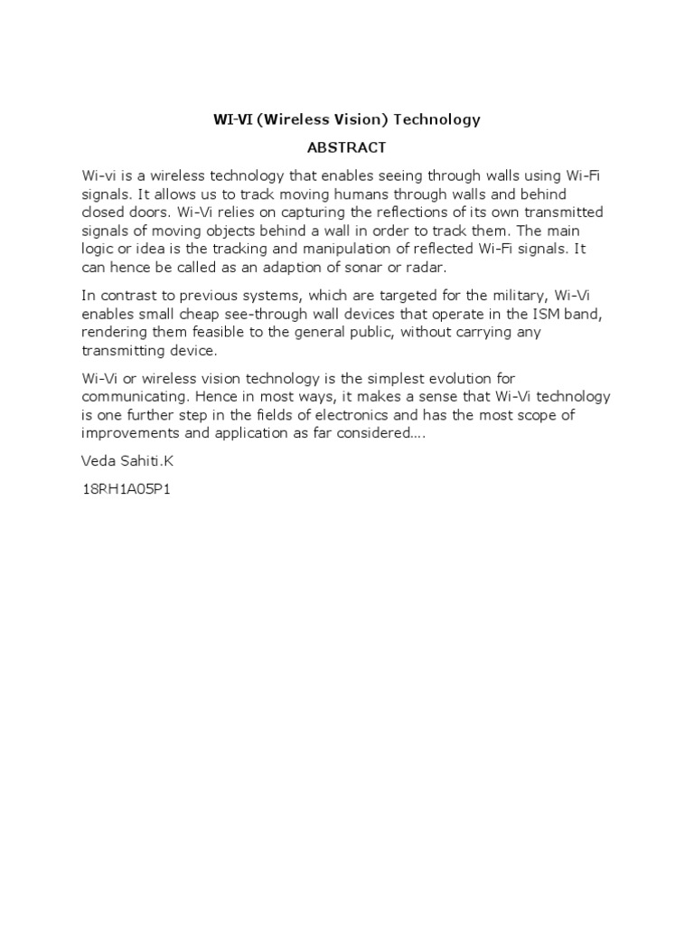 Wi-Vi Technology Abstract | PDF