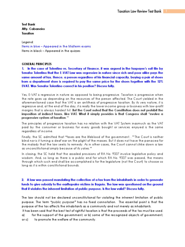 Tax Review Test Bank | PDF | Tax Refund | Withholding Tax